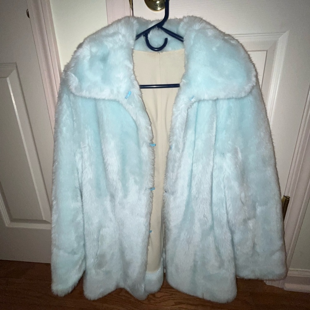 Light Blue Faux Fur Jacket - Gem